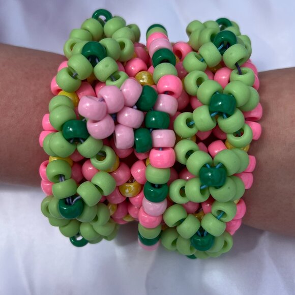Handmade | Jewelry | Strawberry Themed Kandi Rotator Cuff Bracelet ...